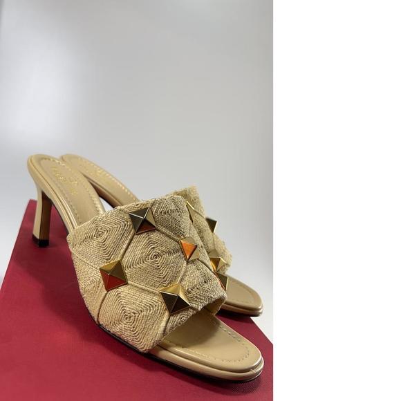 Valentino | Shoes | Woven Raffia Roman Stud Resort Large Rockstud 65mm ...